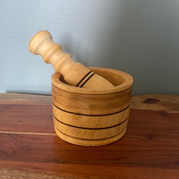 Handmade | Kitchen | Vintage Primitive Handturned Wood Mortar And Pestle Cottagecore Farmhouse ...